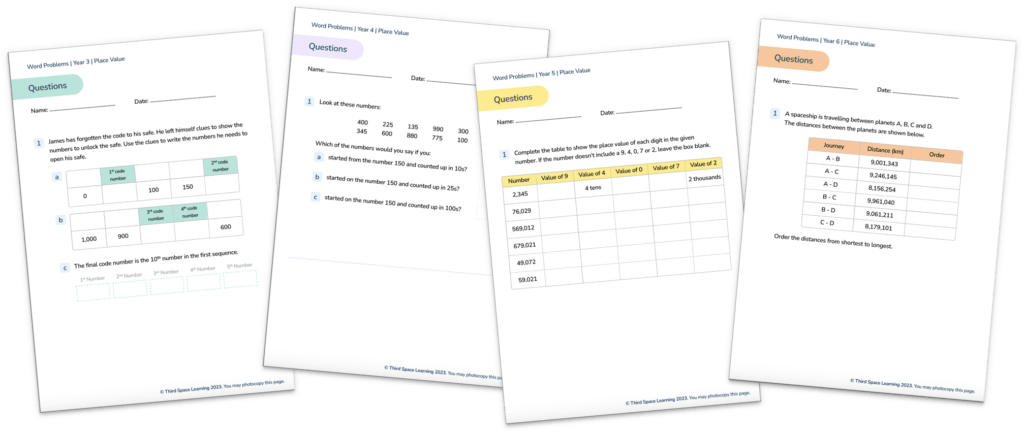[FREE] All Kinds of Word Problems on Number and Place Value For KS2