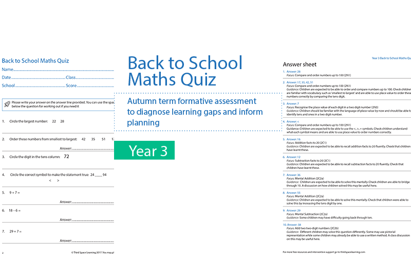 FREE Back To School Maths Quiz Year 3 Diagnostic free-back-to-school-maths-quiz-year-3-diagnostic