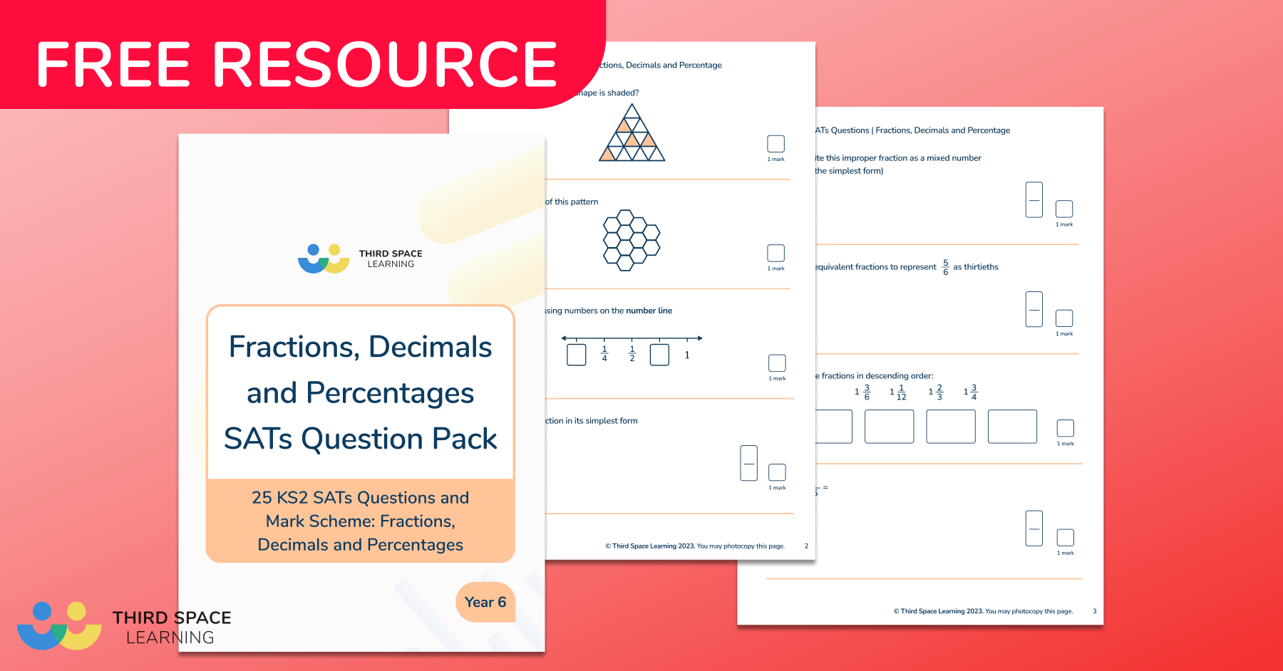 [FREE] Fractions, Decimals & Percentages Year 6 SATs Questions Pack
