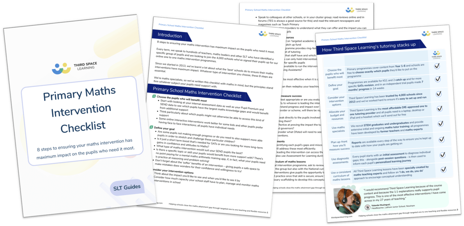 [FREE] Primary School Maths Intervention Checklist