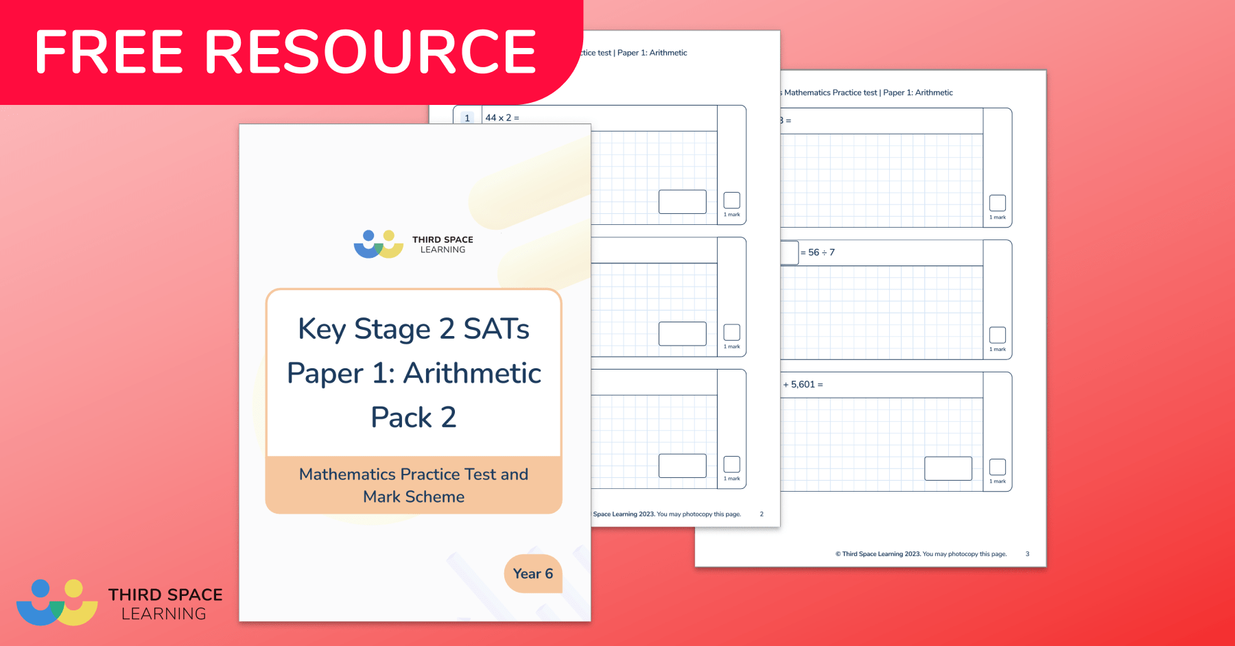 [FREE] KS2 Maths SATs Arithmetic Practice Paper 1 (Pack 2)