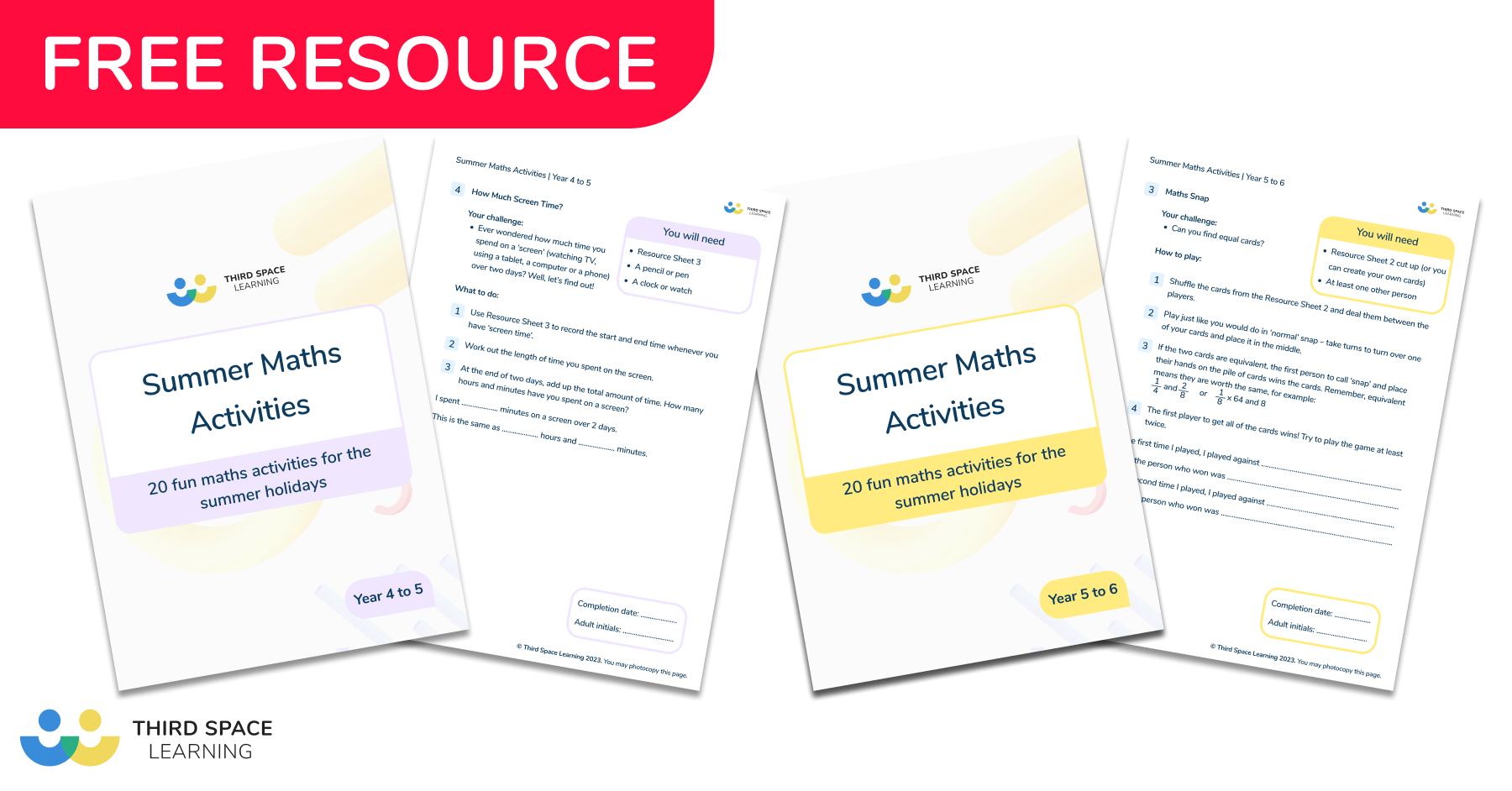 [FREE] Fun Holiday Maths Challenges for KS2 (Y4 to Y5 and Y5 to Y6)