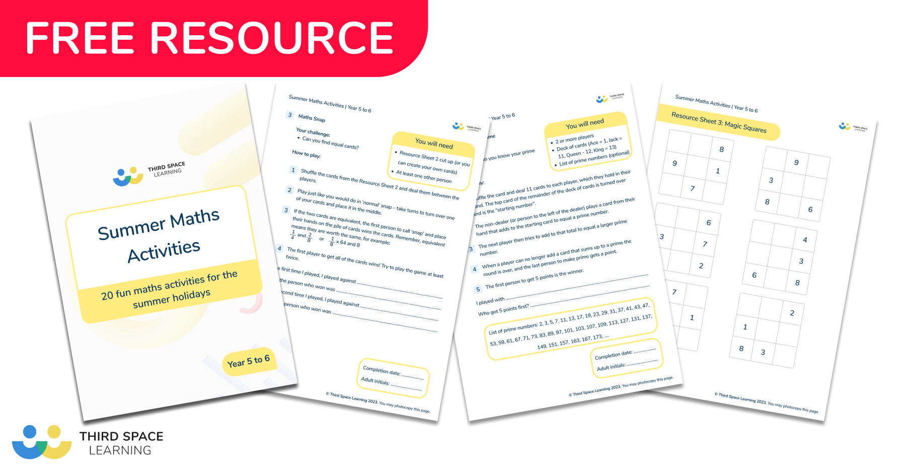 [FREE] 20 Holiday Maths Challenges for Pupils Moving from Year 5 - 6