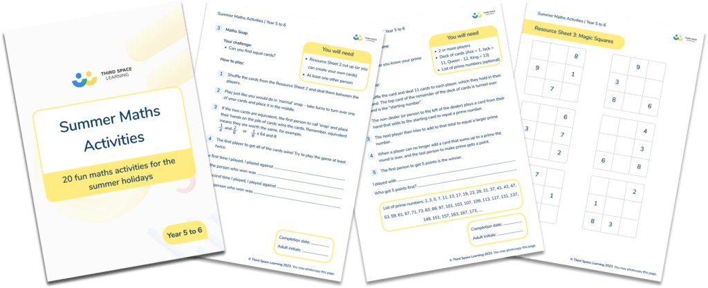 [FREE] 20 Holiday Maths Challenges for Pupils Moving from Year 5 - 6