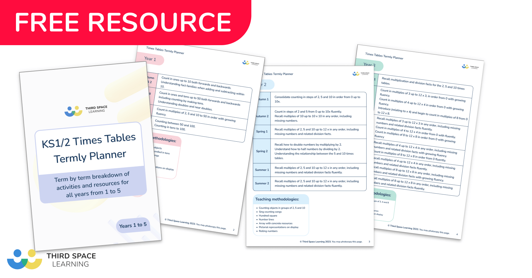 [FREE] KS1 & 2 Times Tables Termly Planner
