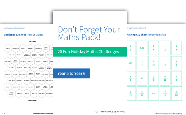 [FREE] 20 Holiday Maths Challenges for Pupils Moving from Year 5 - 6