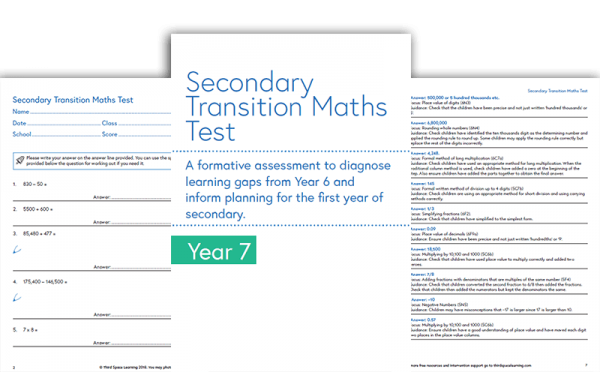 [FREE] Secondary Transition Maths Test - Third Space Learning