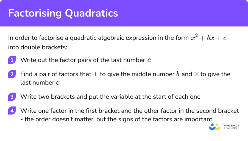 Factorising Quadratics - GCSE Maths - Steps, Examples & Worksheet