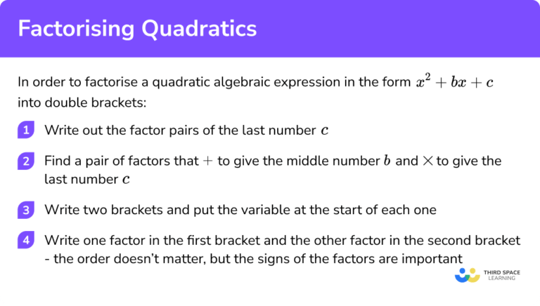 Factorising Quadratics - GCSE Maths - Steps, Examples & Worksheet Factorising Quadratics - GCSE Maths - Steps, Examples & Worksheet