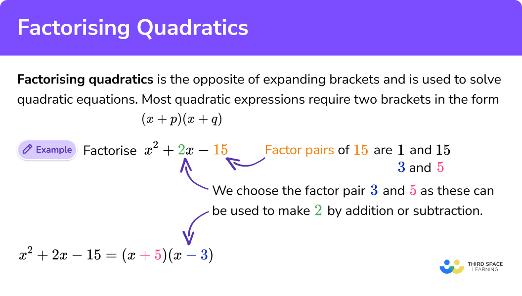 Factorising Quadratics GCSE Maths Steps Examples Worksheet