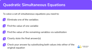 Quadratic Simultaneous Equations - Steps, Examples, Worksheet