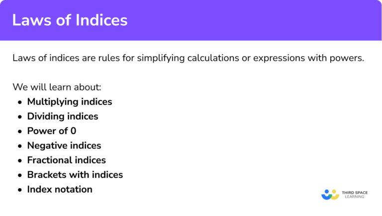 Laws Of Indices - GCSE Maths - Steps, Examples & Worksheet
