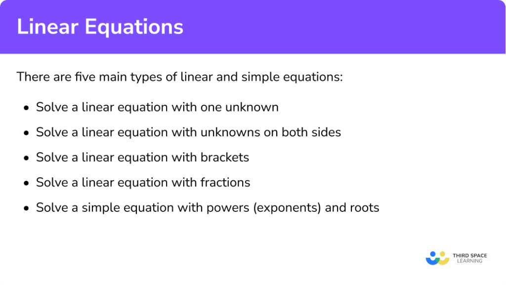 Linear Equations - GCSE Maths - Steps, Examples & Worksheet