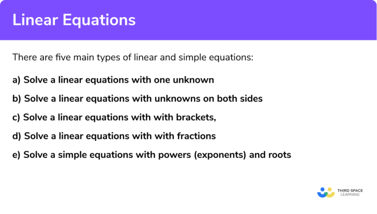 Linear Equations - GCSE Maths - Steps, Examples & Worksheet