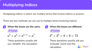 Multiplying Indices - GCSE Maths - Steps, Examples & Worksheet