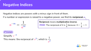 Negative Indices - GCSE Maths - Steps, Examples & Worksheet