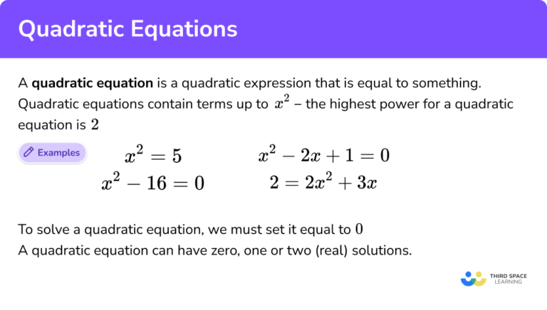 Quadratic Equation - GCSE Maths - Steps, Examples & Worksheet