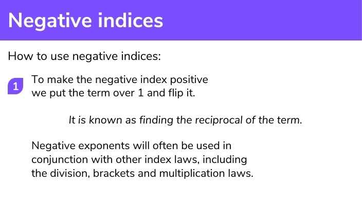 Negative Indices GCSE Maths Steps Examples Worksheet