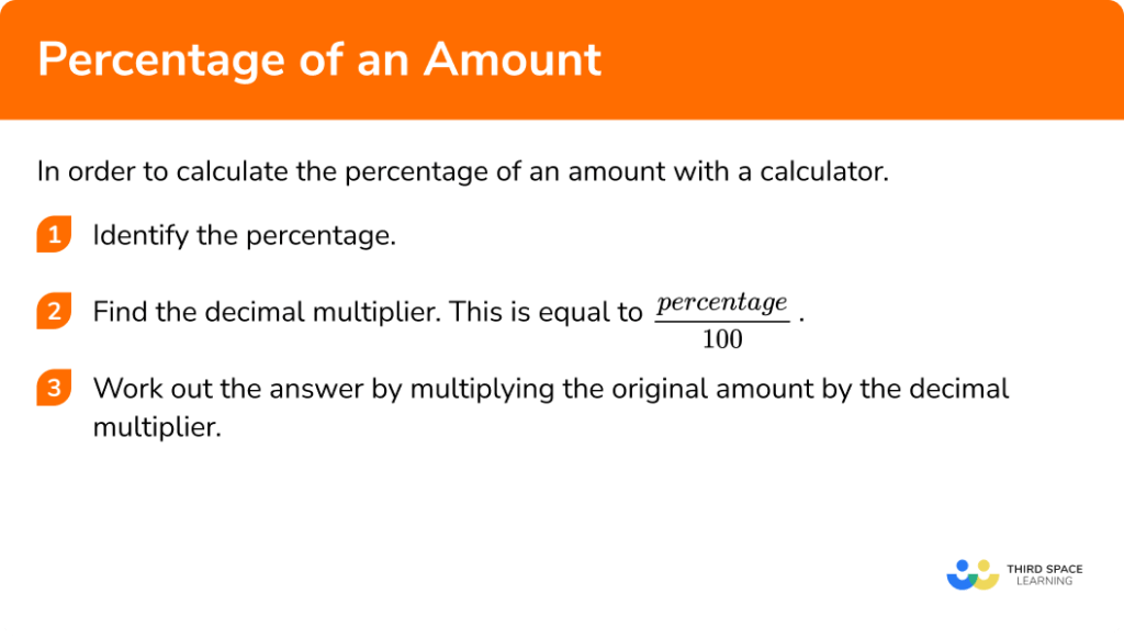 Percentage of an Amount - GCSE Maths - Steps, Examples & Worksheet