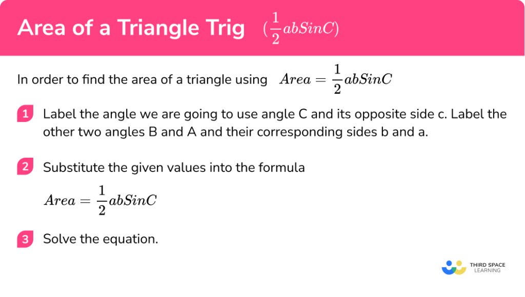 Area Of A Triangle Trig Gcse Maths Steps Examples And Worksheet