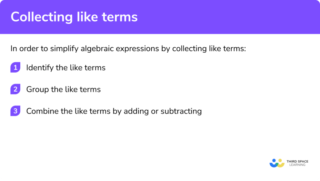 Collecting Like Terms - GCSE Maths - Steps, Examples & Worksheet