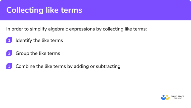Collecting Like Terms - GCSE Maths - Steps, Examples & Worksheet
