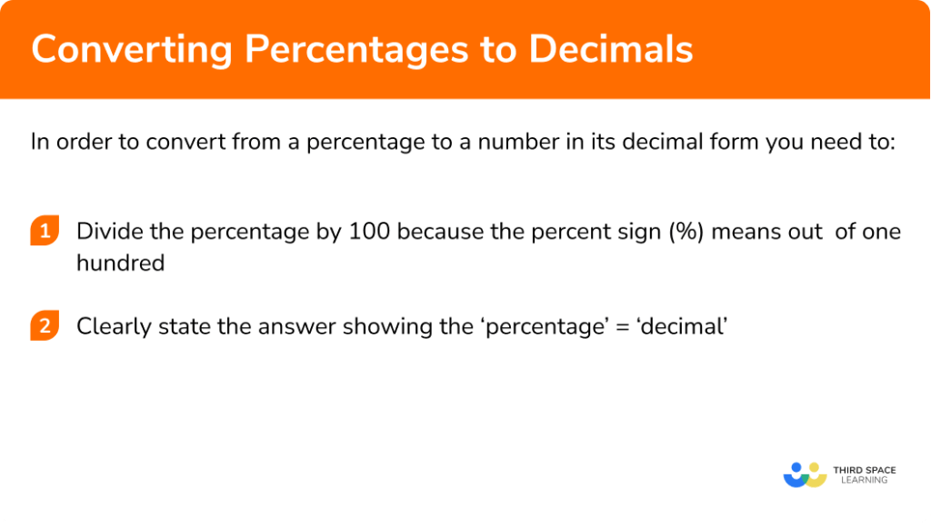Percentage to Decimal - GCSE Maths - Steps, Examples & Worksheet