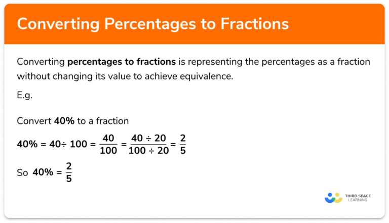Percentages to Fractions - GCSE Maths - Steps, Examples & Worksheet