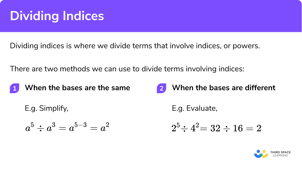 Dividing Indices GCSE Maths Steps Examples Worksheet Dividing Indices GCSE Maths Steps Examples Worksheet