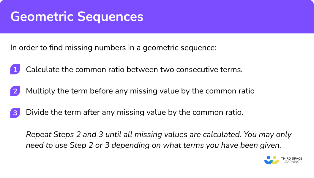 Geometric Sequences GCSE Maths Steps Examples