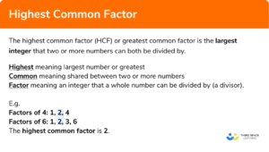 Highest Common Factor - GCSE Maths - Steps & Examples
