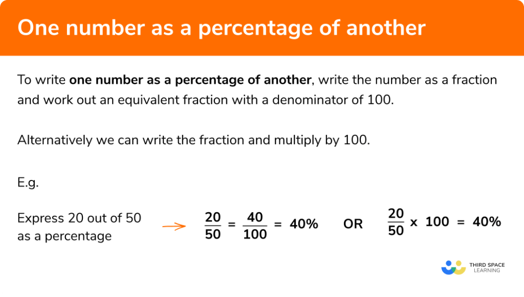 One Number As A Percentage Of Another GCSE Maths Lessons Steps