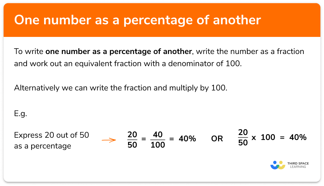 One Number As A Percentage Of Another GCSE Maths Lessons Steps