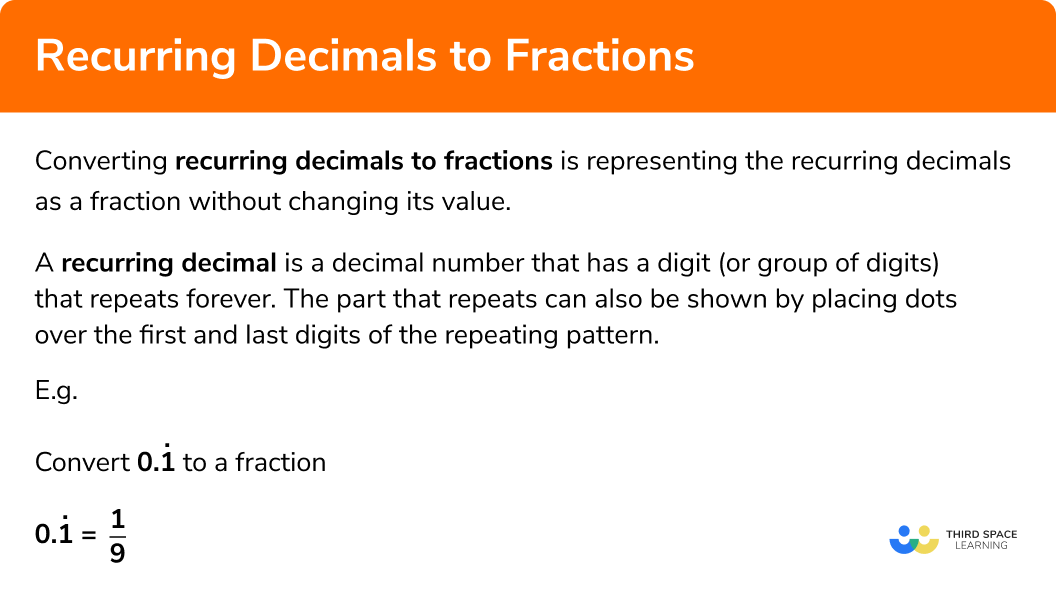 Recurring Decimals To Fractions GCSE Maths Steps Examples