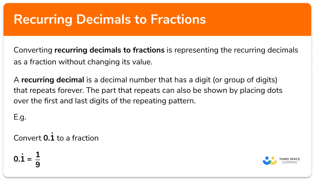 Recurring Decimals To Fractions GCSE Maths Steps Examples