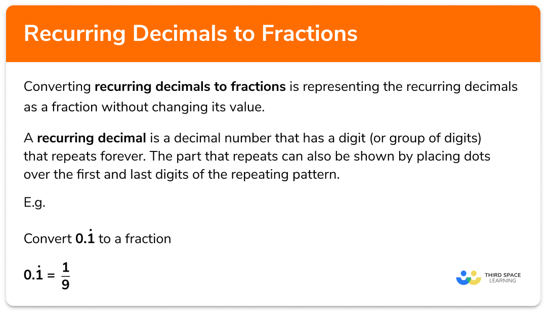 Recurring Decimals To Fractions GCSE Maths Steps Examples