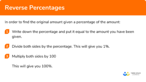 Reverse Percentages - GCSE Maths - Steps, Examples & Worksheet