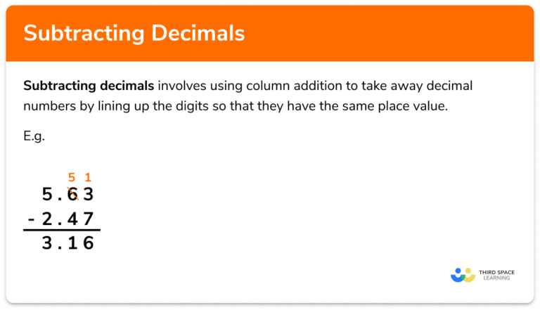 Subtracting Decimals- GCSE Maths - Steps, Examples & Worksheet