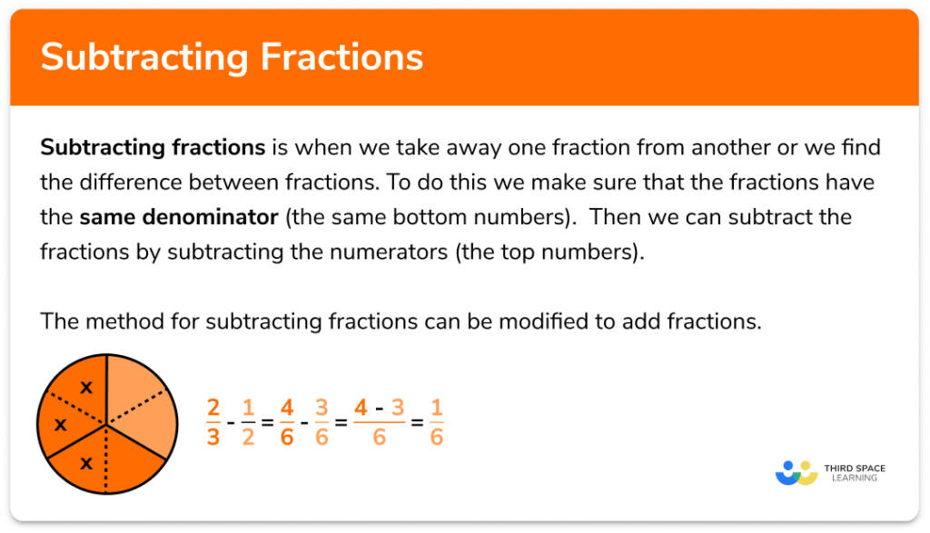 Subtracting Fractions - GCSE Maths - Steps, Examples & Worksheet