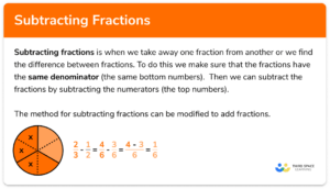 Subtracting Fractions - GCSE Maths - Steps, Examples & Worksheet
