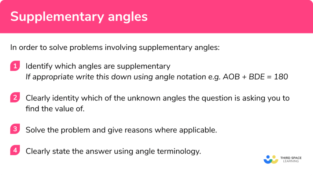 Supplementary Angles - GCSE Maths - Steps & Examples