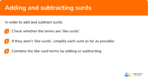 Adding and Subtracting Surds - GCSE - Steps, Examples & Worksheet