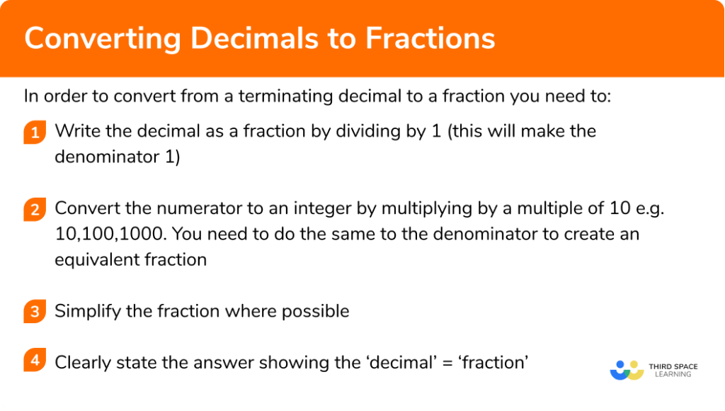 Converting Decimals to Fractions - Steps, Examples & Worksheet