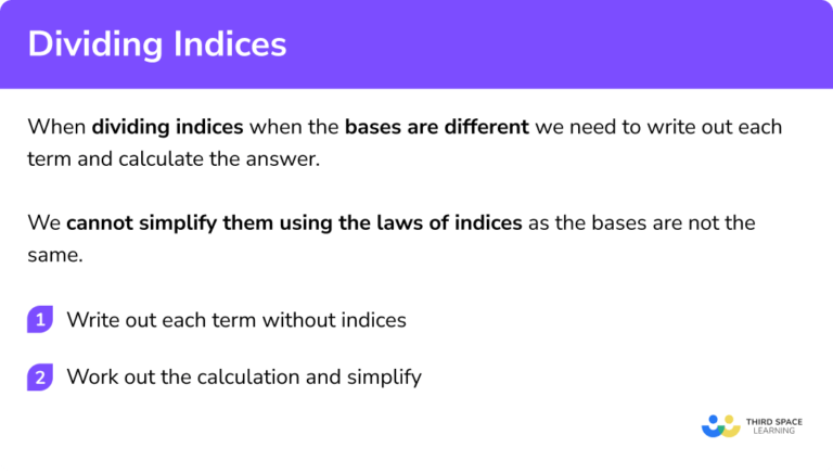 Dividing Indices - GCSE Maths - Steps, Examples & Worksheet