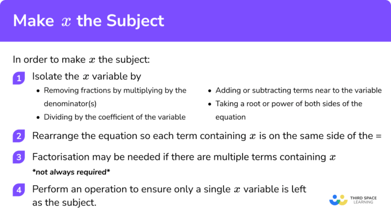 Make x The Subject - GCSE Maths - Steps, Examples & Worksheet