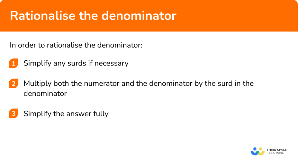 Rationalise the Denominator - GCSE - Steps, Examples & Worksheet