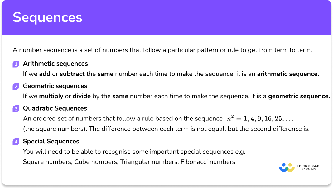 Sequences GCSE Maths Steps Examples Worksheet