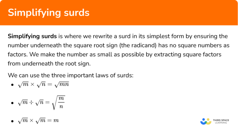 Simplifying Surds - GCSE Maths - Steps, Examples & Worksheet