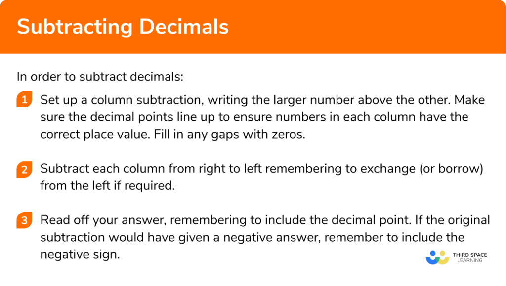 Subtracting Decimals- GCSE Maths - Steps, Examples & Worksheet