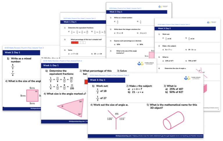 [FREE] GCSE Fluent in Five Arithmetic Pack (Autumn Term 2 Weeks 1 to 6)